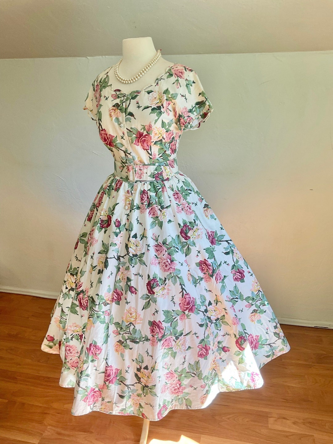 Vintage Cottage Core Laura Ashley Style Rose Country Prairie Floral ...