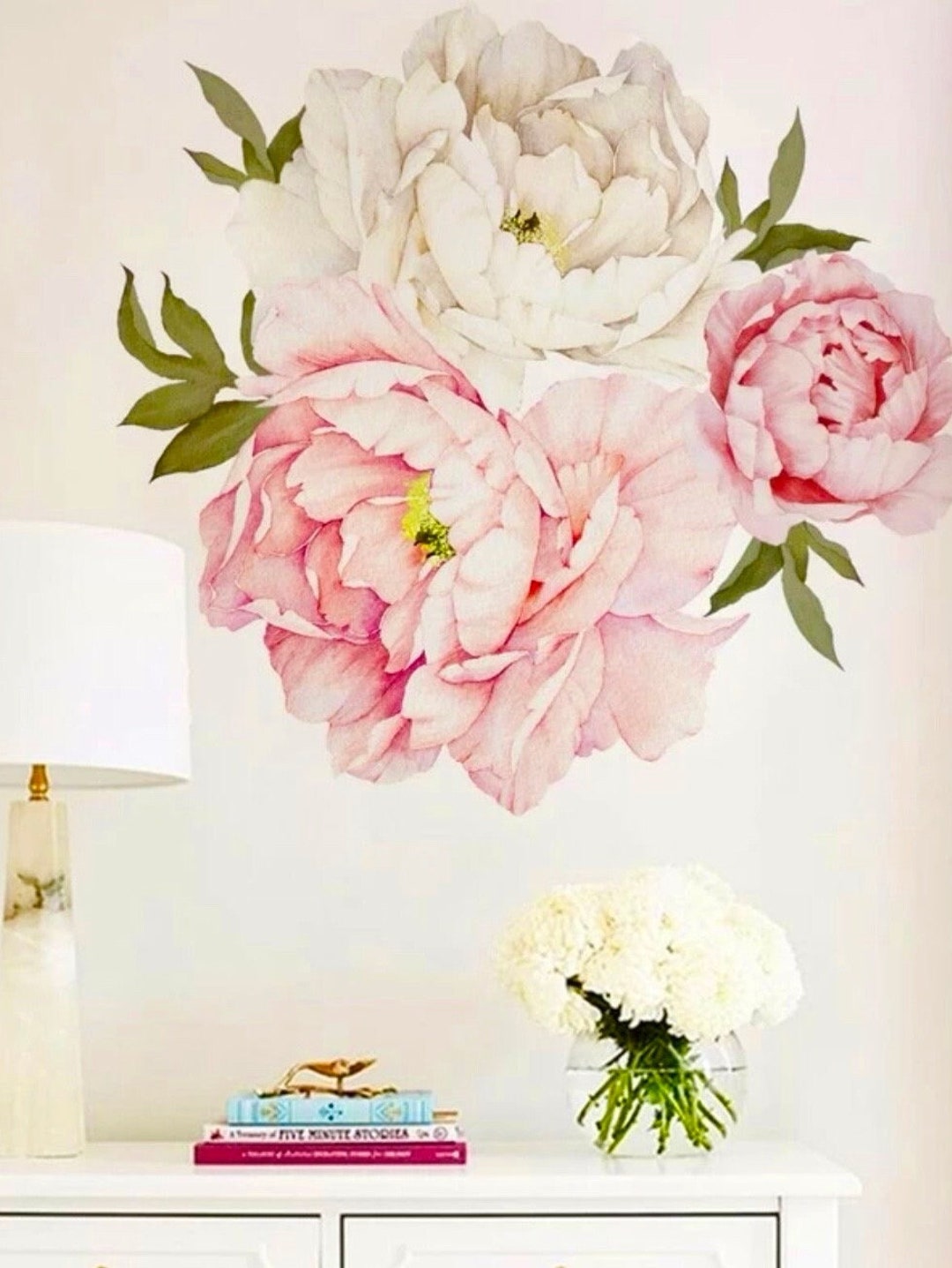 7 Large Wall Decal Whimsical Decals Peones and Leaves Wall Home Wedding ...