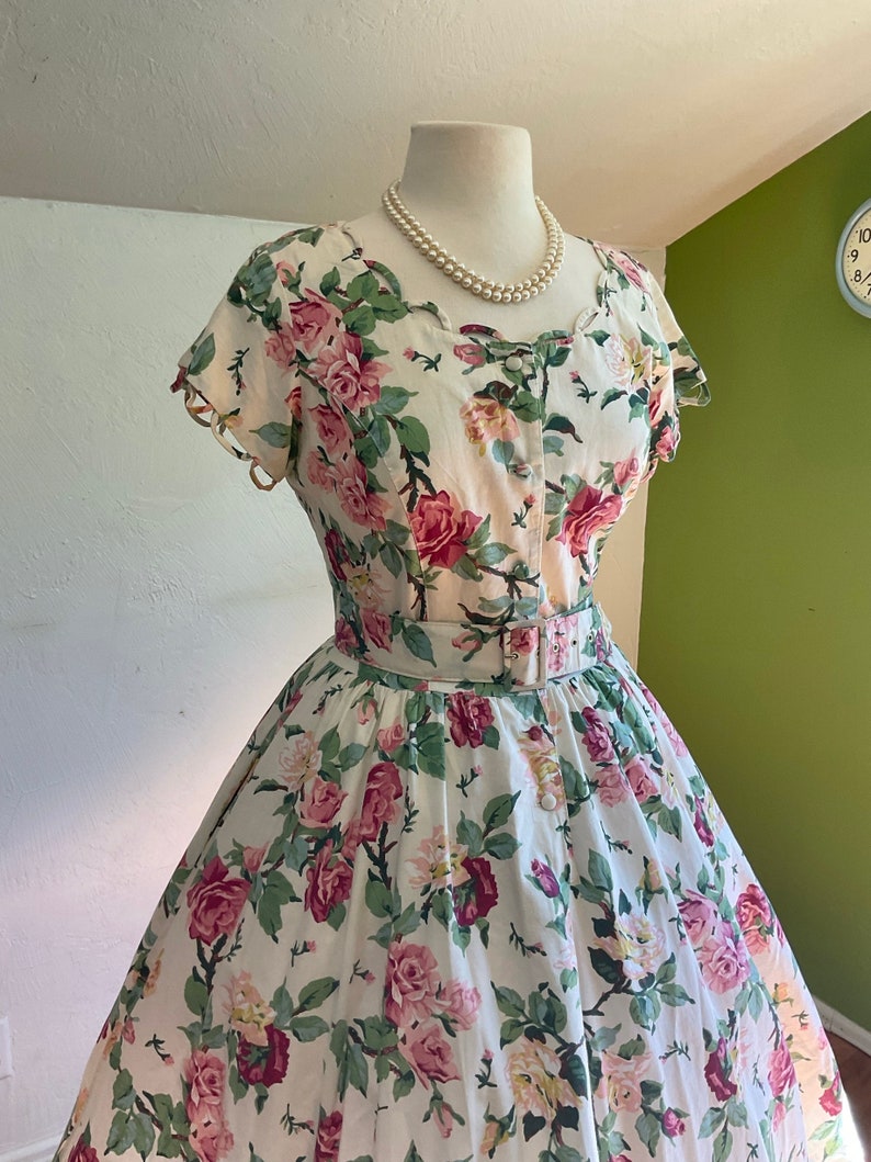 Vintage Cottage Core Laura Ashley Style Rose Country Prairie Floral ...