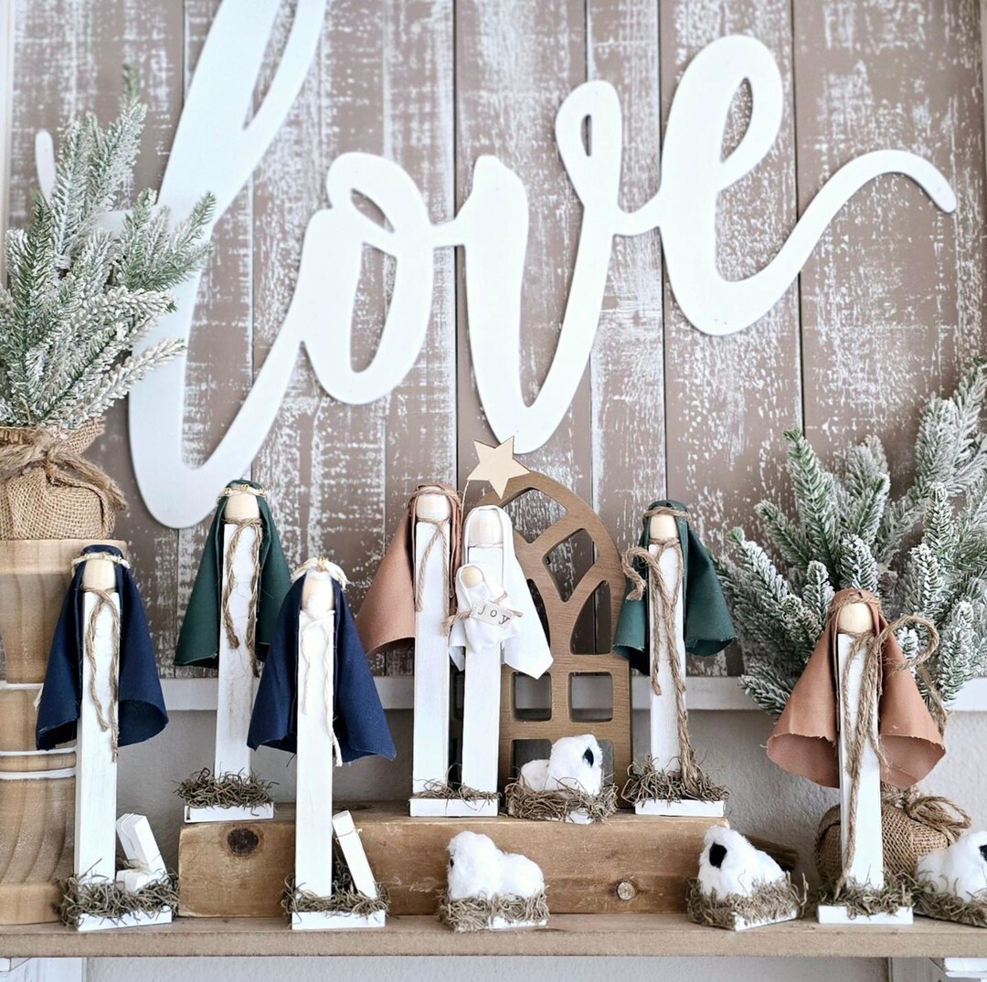 Farmhouse Wood Nativity Set, Holy Family, Christmas Decor - Etsy