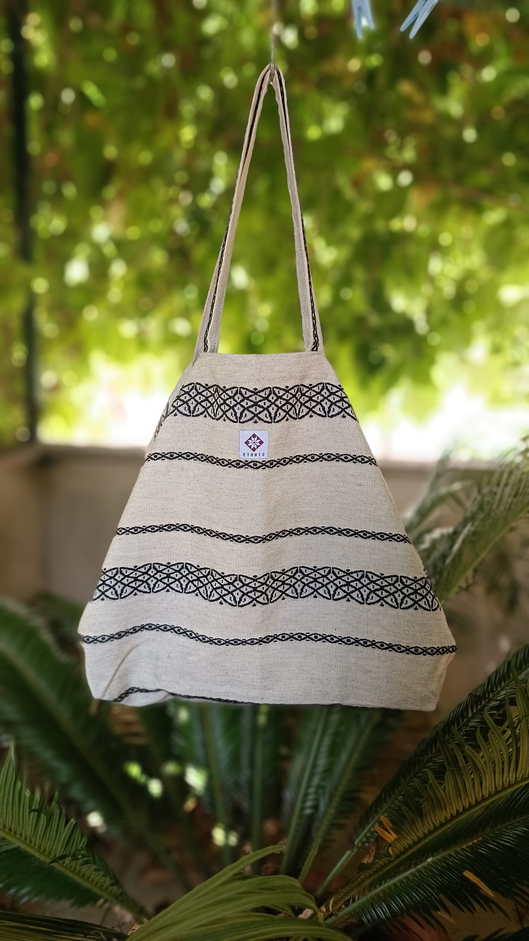Natural Linen Tote Bag Beach Linen Bag Traditional Pattern Bag - Etsy