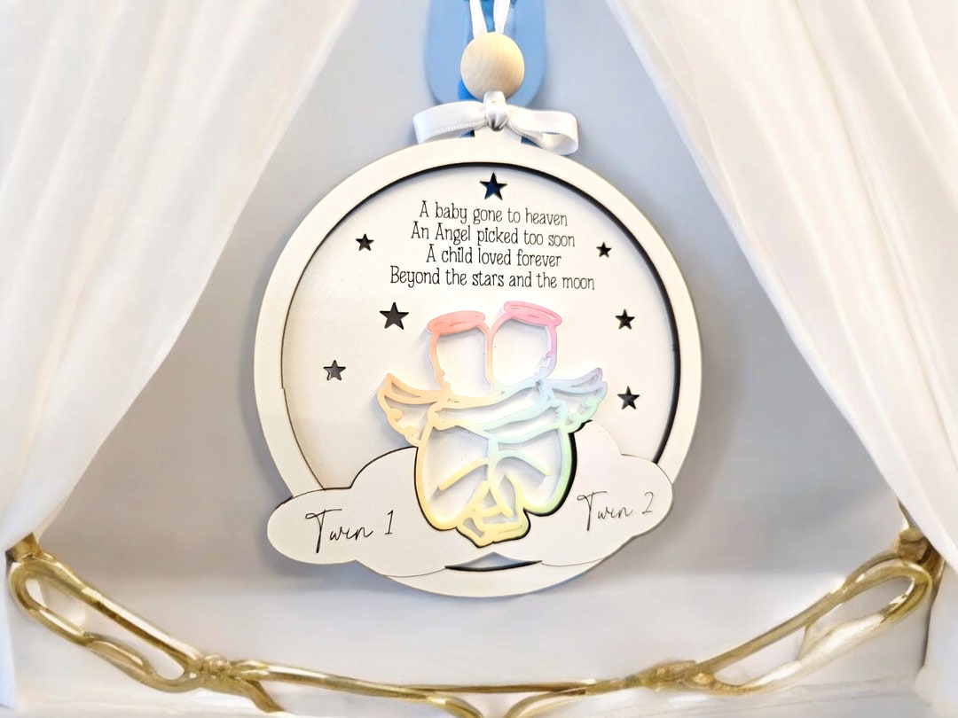 Personalised Angel Twin Memorial Hanging Decoration, Twin Memorial ...