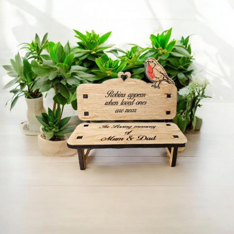 Personalised Robin Bench Memorial Orniment, Robin, Loved One in Heaven ...