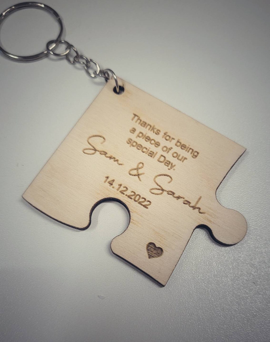 Personalized Jigsaw Piece Wedding Keyring: Engraved Wooden Favors - Etsy