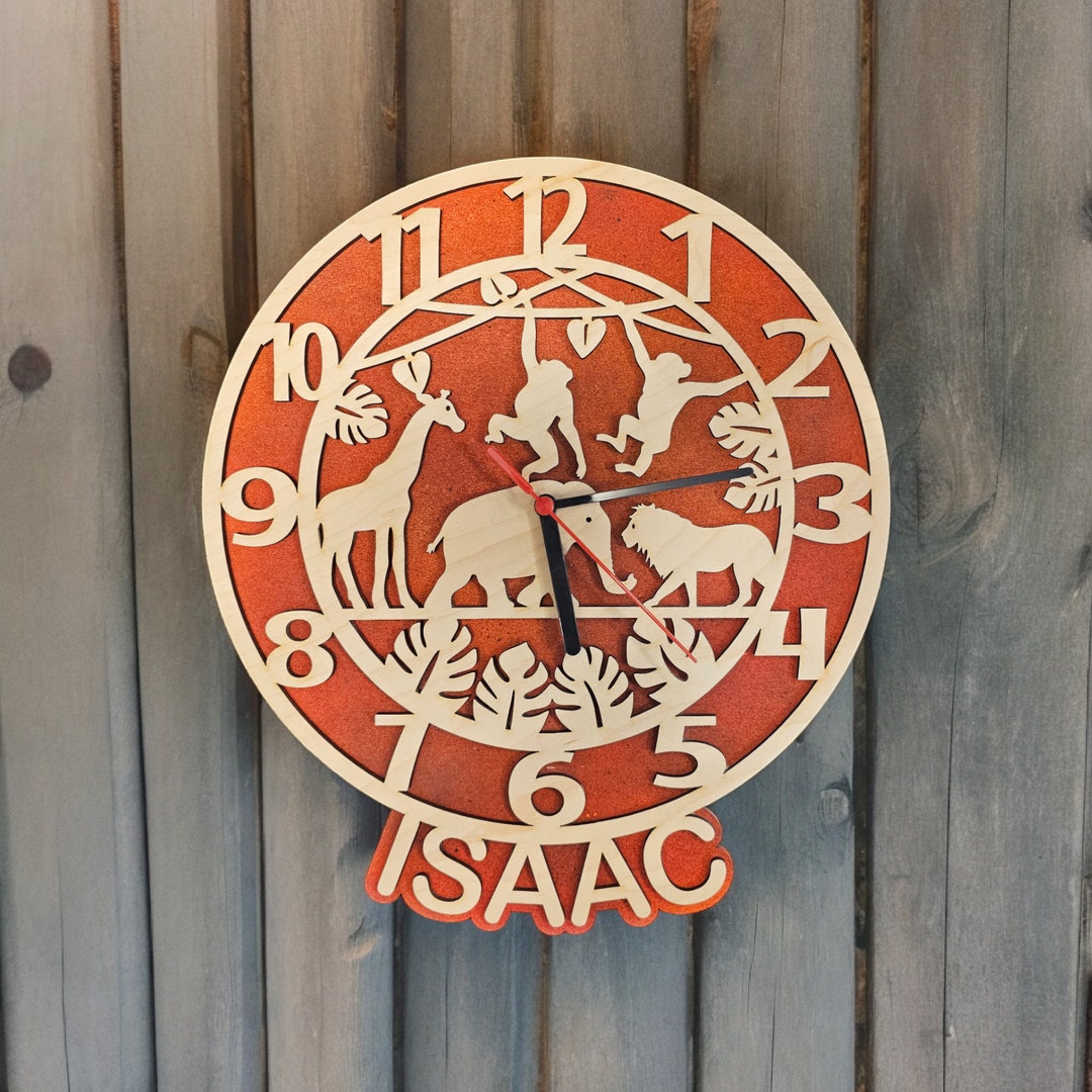 Personalized Safari Wooden Clock: Children's Room Decor - Etsy