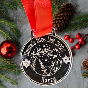 Personalised Santa's Nice List Medal With Wooden Card, Nice List Santa ...