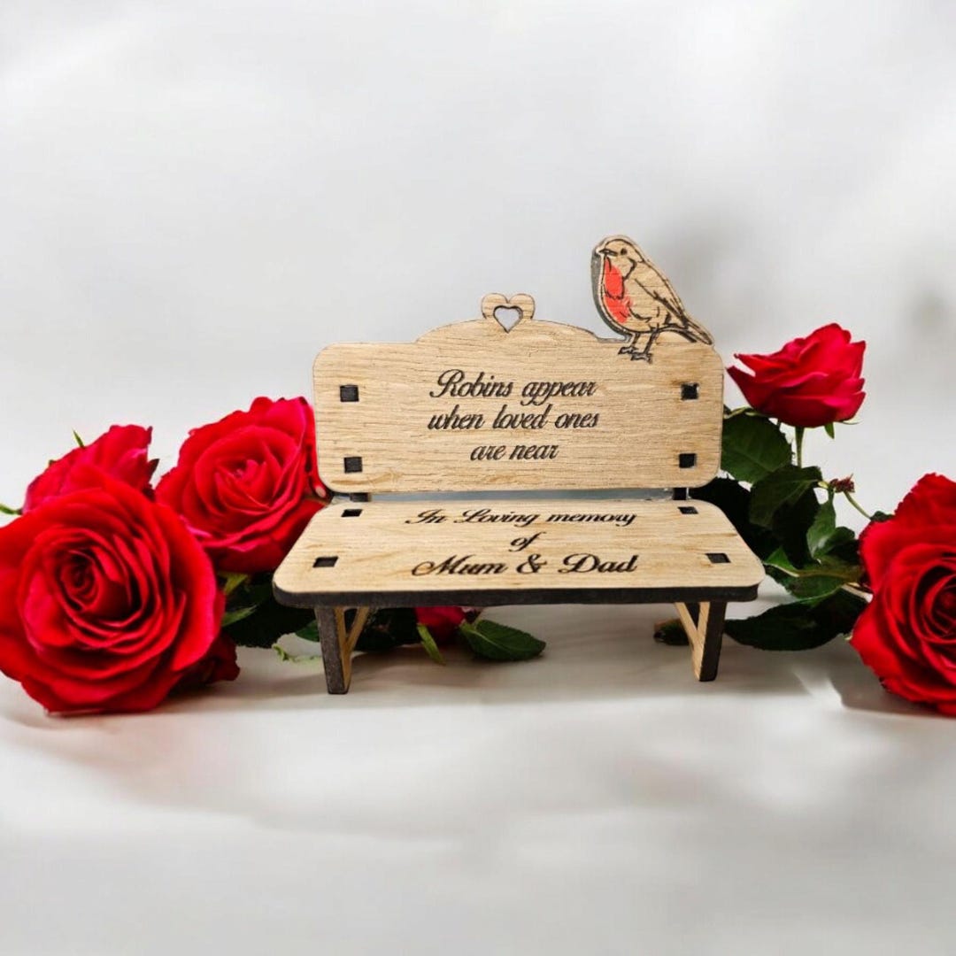 Personalised Robin Bench Memorial Orniment, Robin, Loved One in Heaven ...