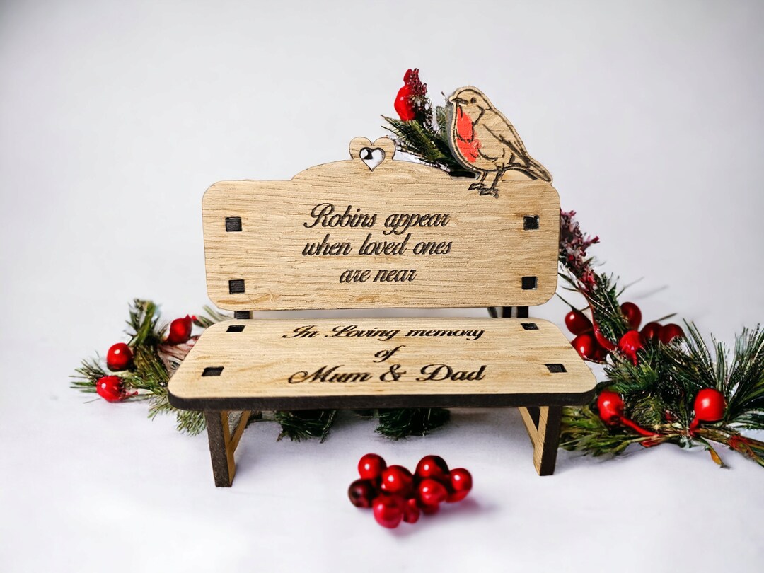 Personalised Robin Bench Memorial Orniment, Robin, Loved One in Heaven ...