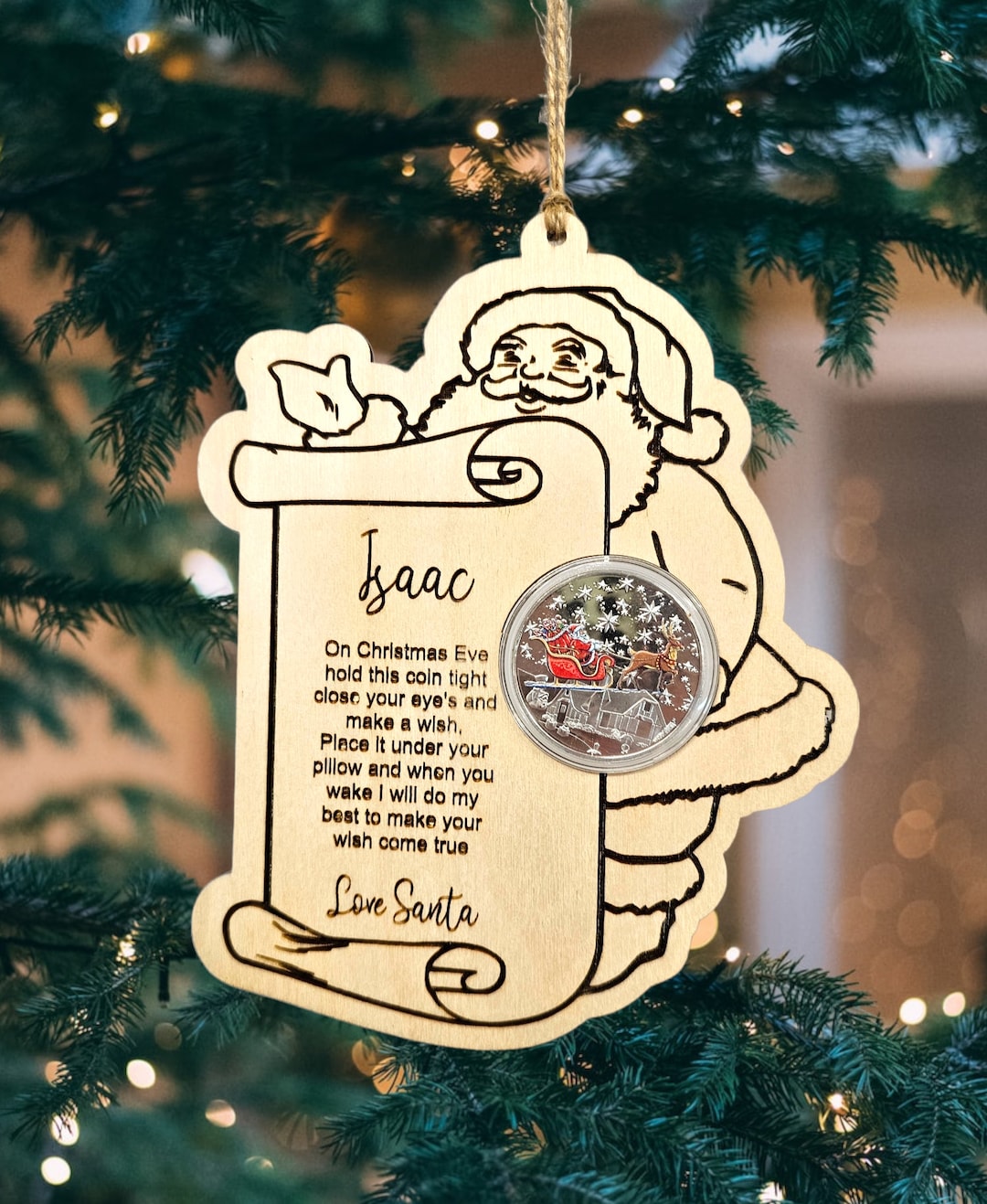 Personalised Santa's Magic Coin, Wishing Coin, Christmas Decoration ...