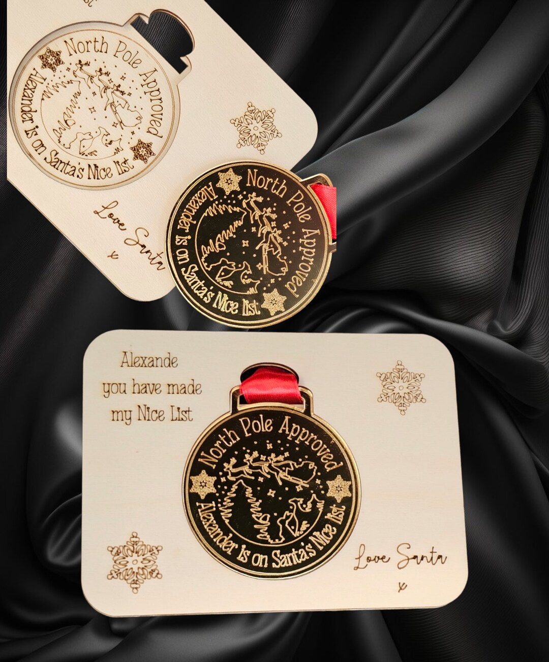 Personalised Santa's Nice List Medal With Wooden Card, Nice List Santa ...