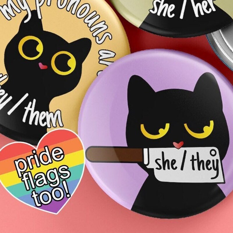 Pronoun Pins - Etsy