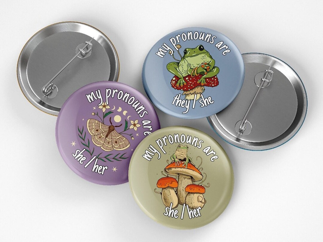 Cottagecore Custom Pronoun Pin They Them Pin He Him Pin She Her Pin ...