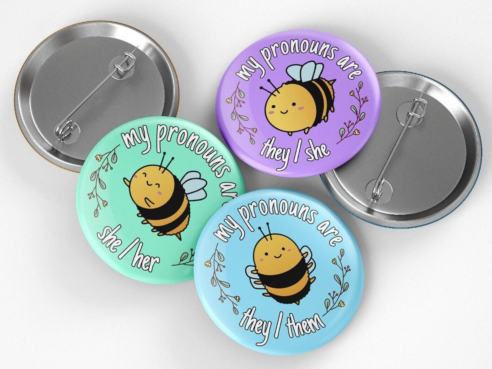 Custom Pronoun Pin Badge They Them Pin He Him Pin She - Etsy