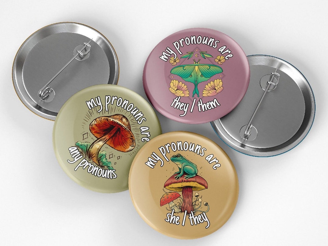 Custom Pronoun Pin They Them Pin They She She Her Pin Pronoun Badge 1. ...