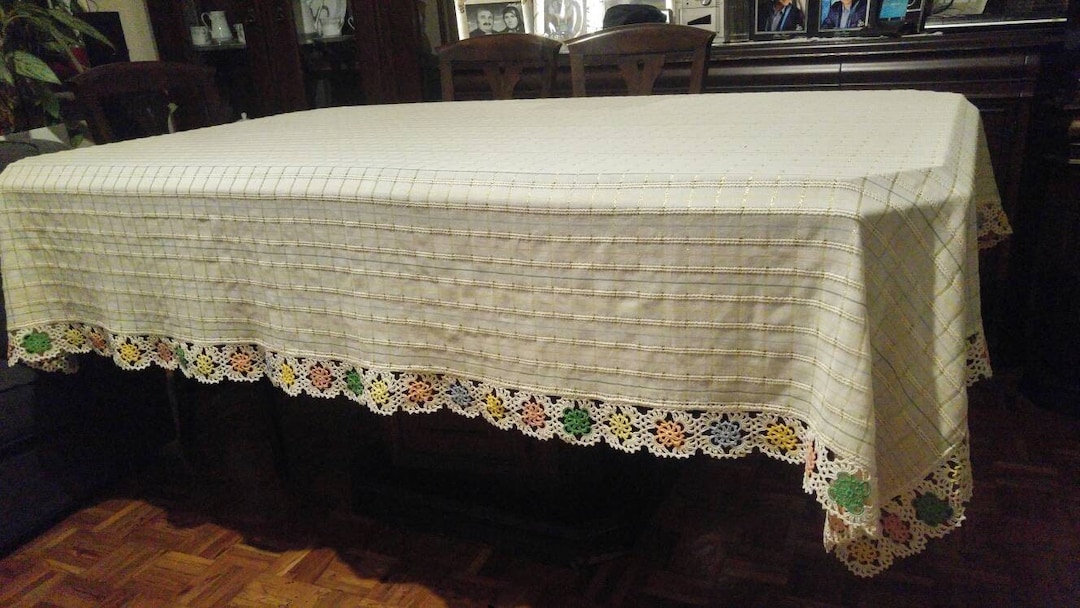 Authentic Fabric, Handmade Tablecloth With Vintage Lace Motifs ...