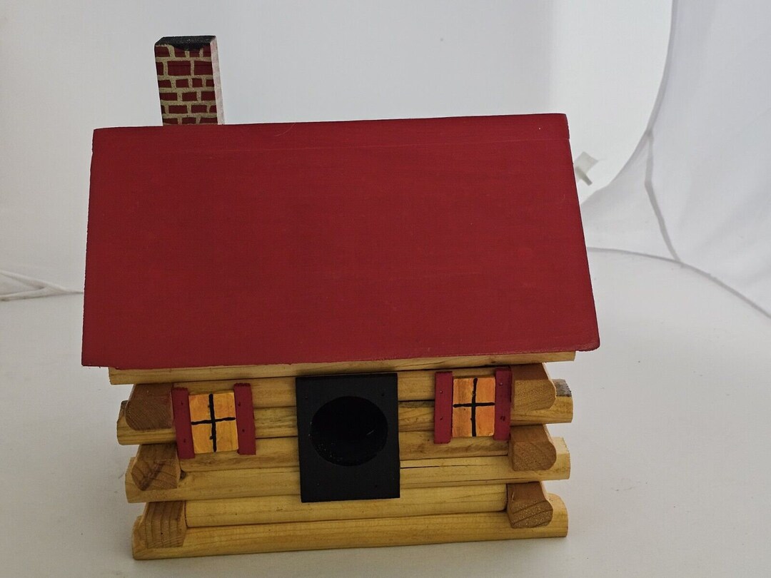 Handcrafted Wooden Log Cabin Bird House - Etsy