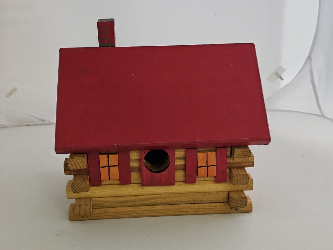 Handcrafted Wooden Log Cabin Bird House - Etsy