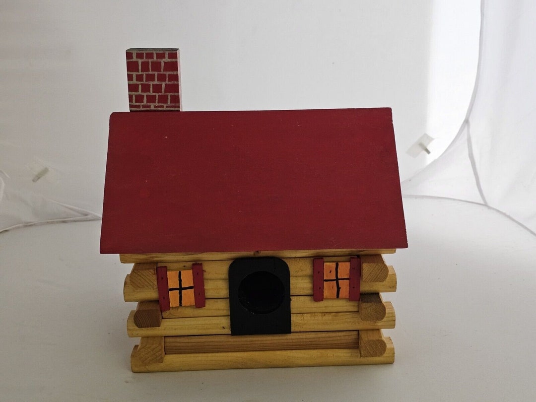 Handcrafted Wooden Log Cabin Bird House - Etsy