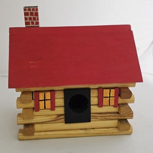 Handcrafted Wooden Log Cabin Bird House - Etsy