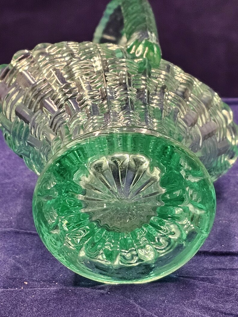 6" Green Depression Woven-glass Pattern Basket - Etsy