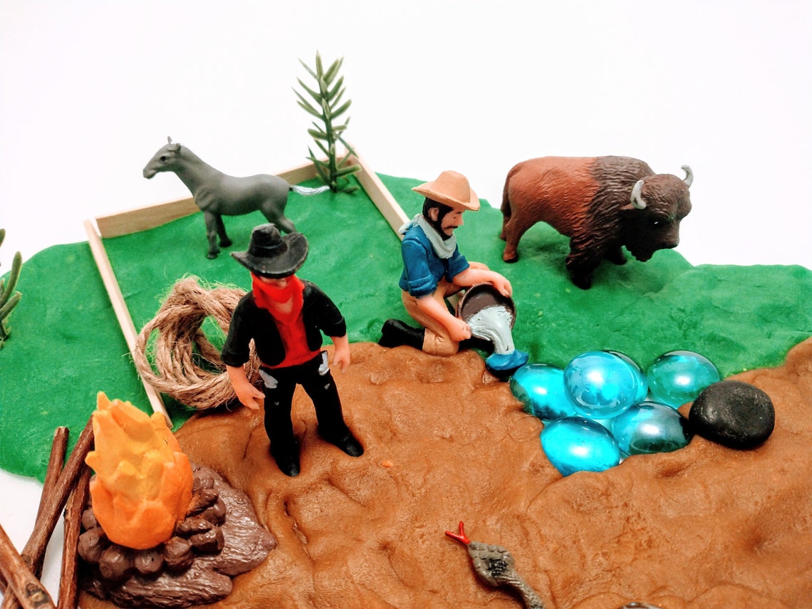 Cowboy Play Dough Kit Cowboy Toys Western Playdough Cowboy - Etsy