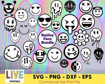 Trippy Smiley Face Svg - Etsy