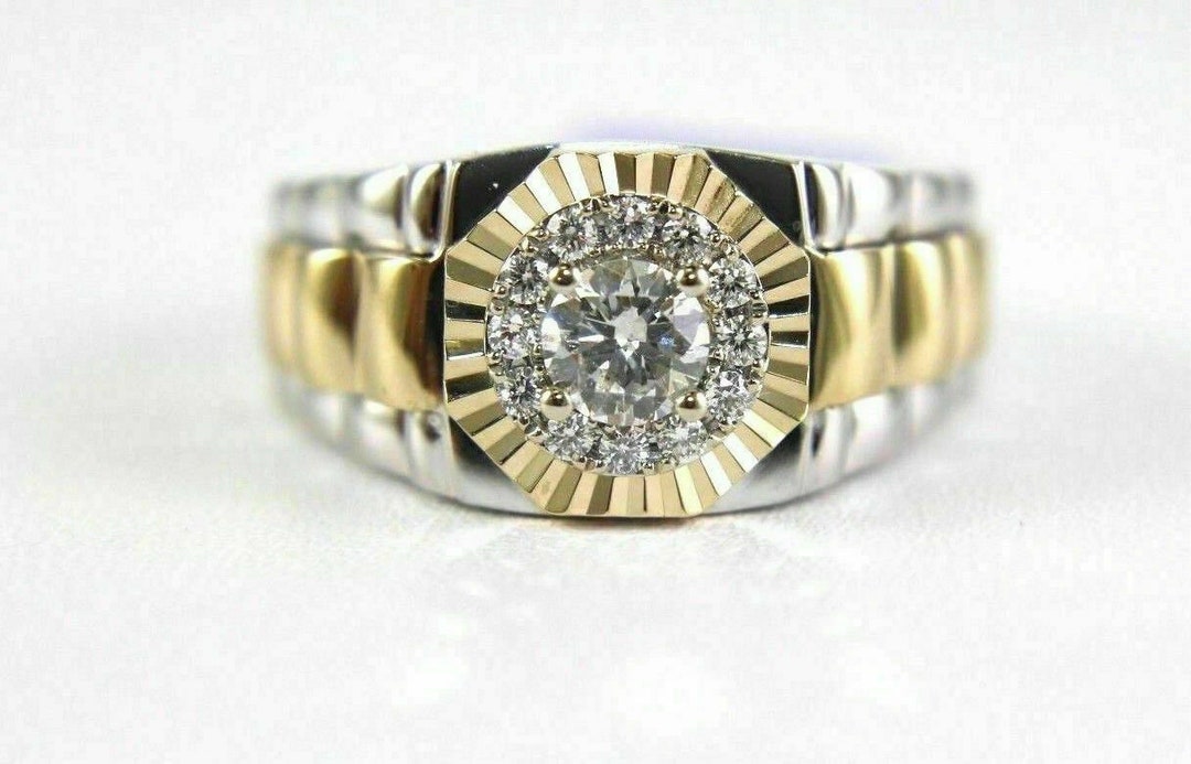 Anillo de compromiso Rolex para hombre con diamantes blancos de talla ...