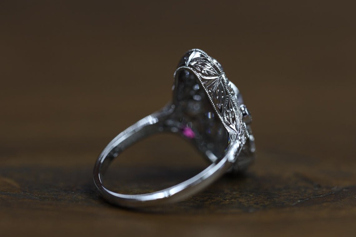 Antique Art Deco Ring Vintage Ring Ruby & Diamonds Ring | Etsy