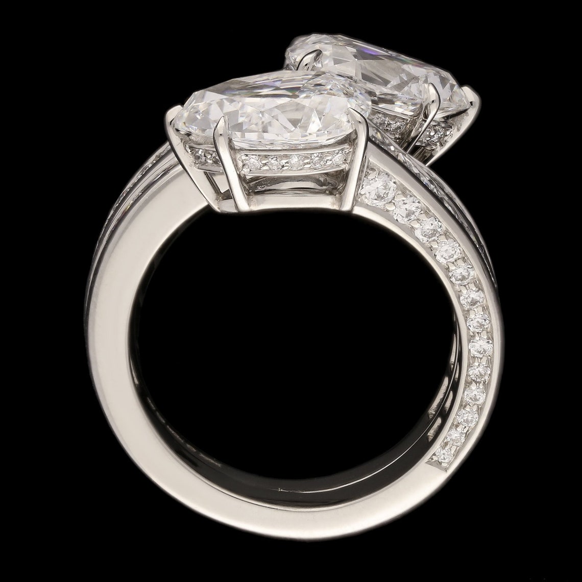 A stunning pear shaped diamond cross over ring the double | Etsy