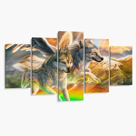 Rainbow Wolves With Wings