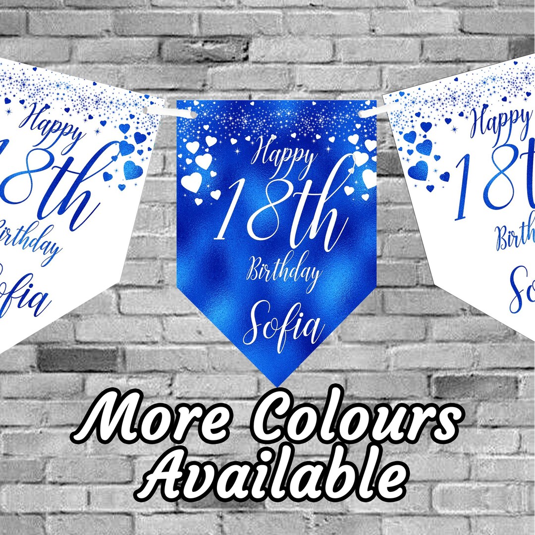 Rose Gold Personalised Birthday Banner Bunting Any Name and Age 18th ...