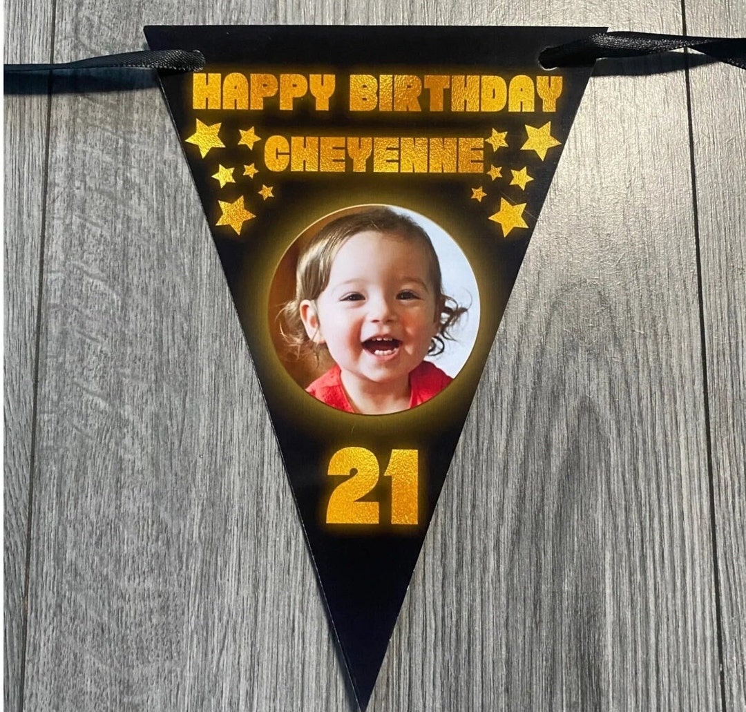 Personalised Birthday Photo Bunting Banner 18th 21st 30th 40th Any Age ...