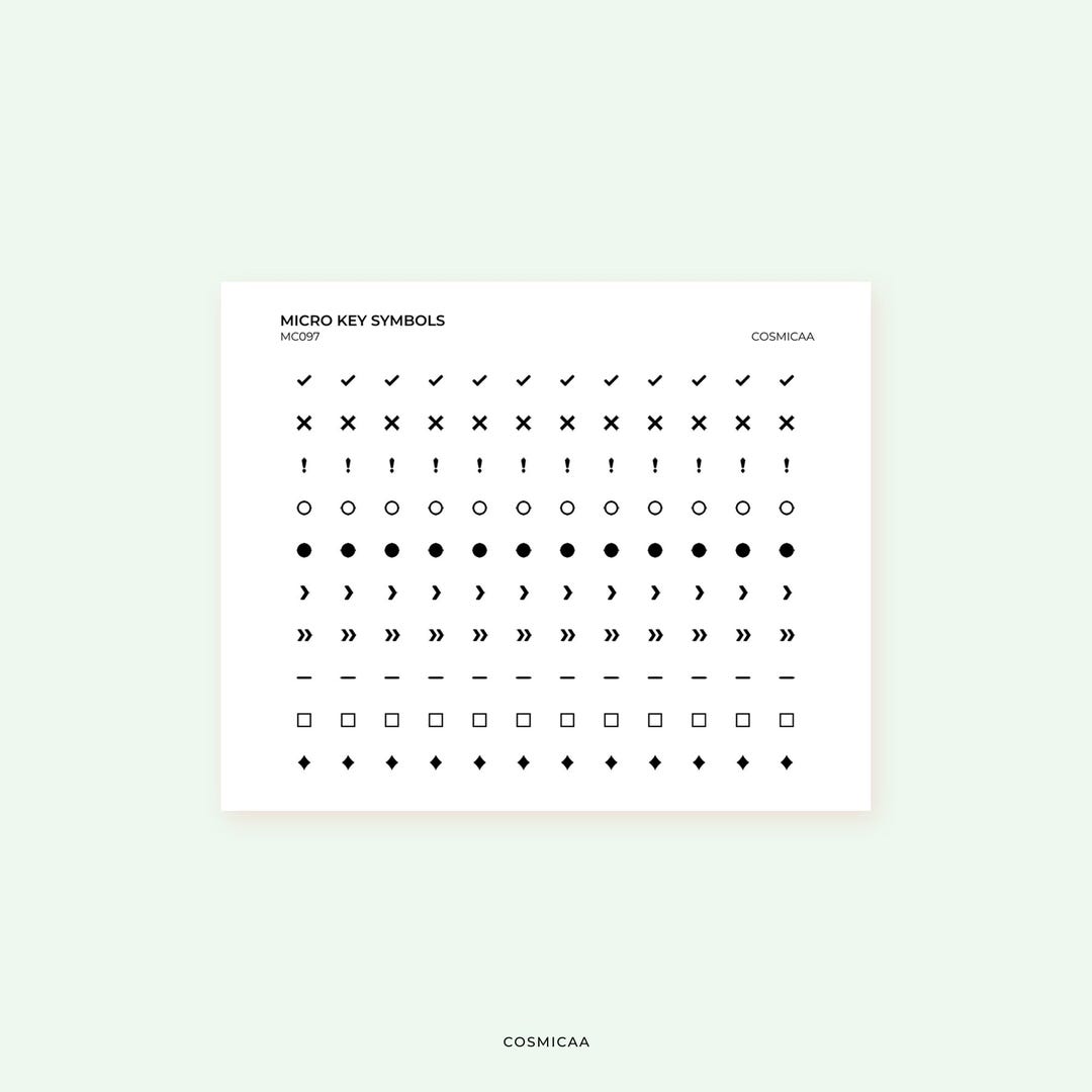 Key Symbols Micro Icons, Planner Stickers, Micro Stickers, Minimalistic ...