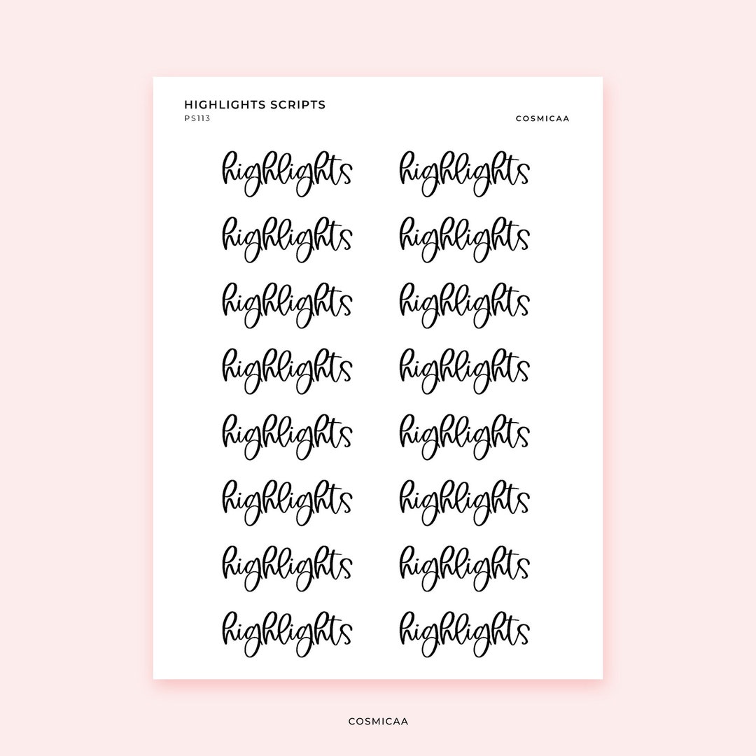Highlights Scripts - Functional Planner Stickers, Planner Stickers ...