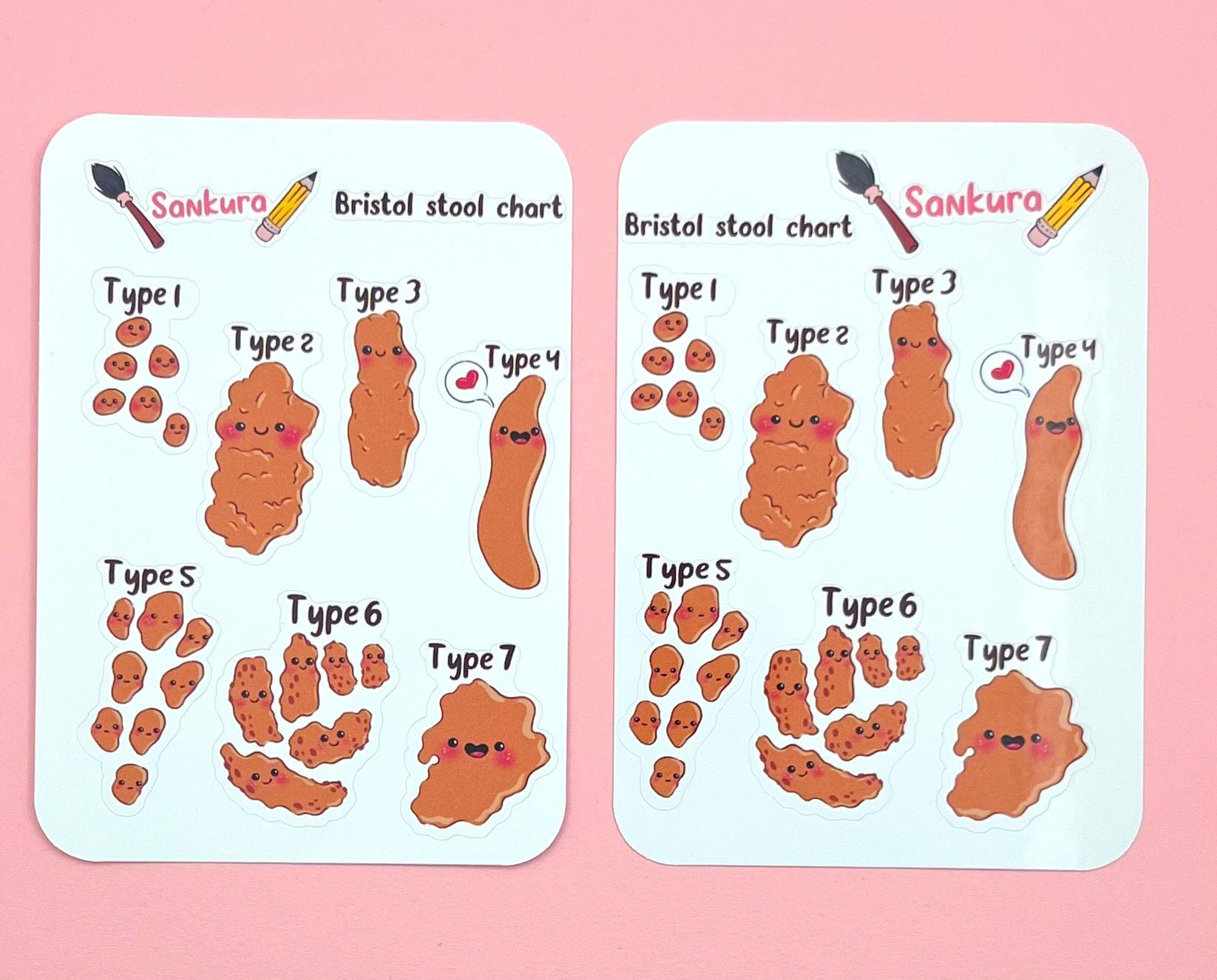 2 Poop Sticker Sheets, Bristol Scale, Stickers for Nurse, Doctor ...