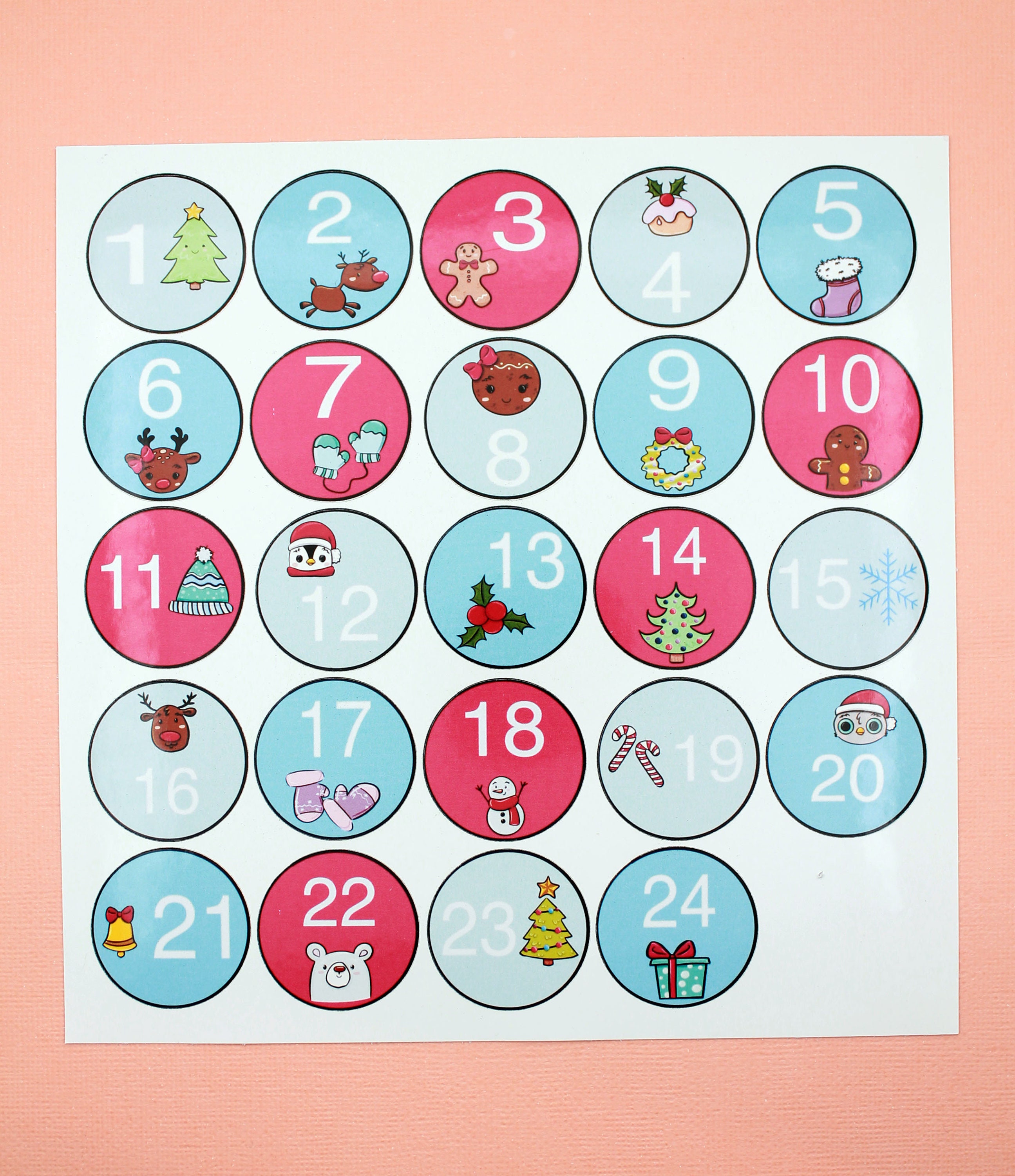 Pegatinas del calendario de Adviento | Etsy