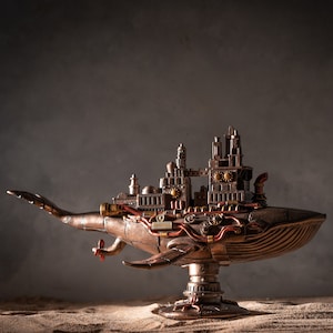 Steampunk Galactic Colony Whale Statue, Steampunk Art - Etsy