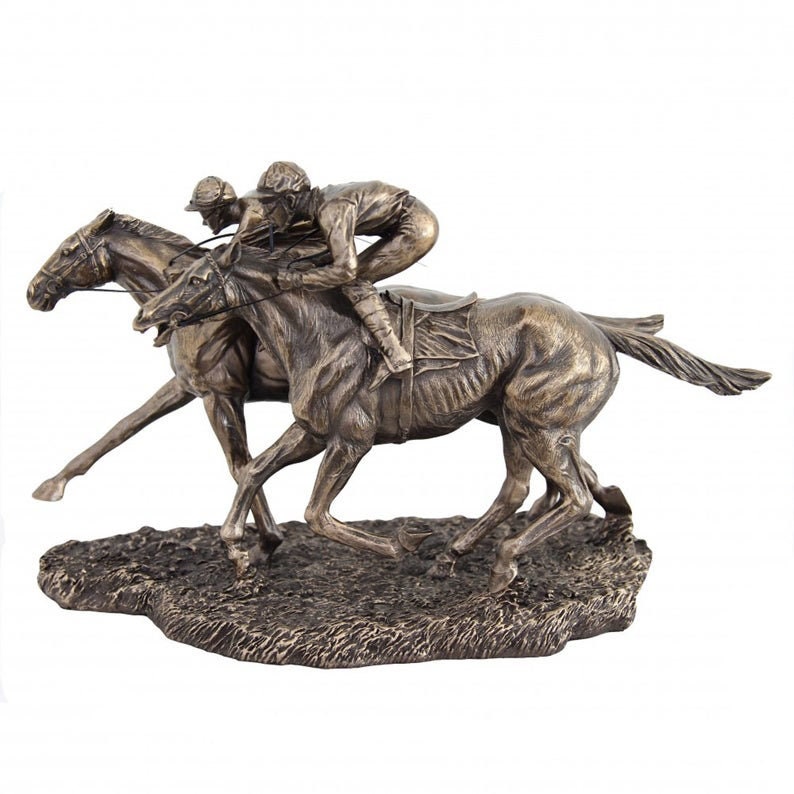 Two Jockeys Horse Racing Statue Jockeys Statue Figurine | Etsy