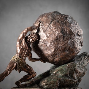 Sisyphus Figurine Statue, Sisyphus Who Pushes the Eternal Boulder ...
