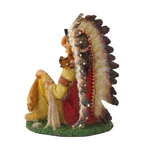 Native American Indian Chief Smoking Peace Pipe Statue, Indian Chief ...