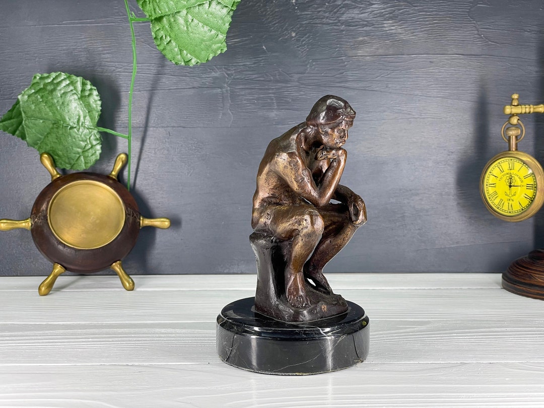 Bronze the Thinker Man Statue - Etsy