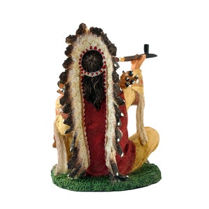 Native American Indian Chief Smoking Peace Pipe Statue, Indian Chief ...