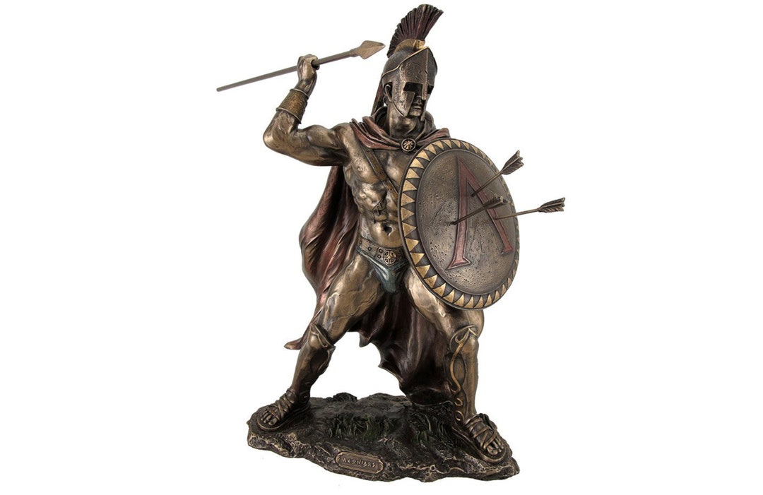 Leonidas With Spear and Shield Statue, Greek God Leonidas - Etsy