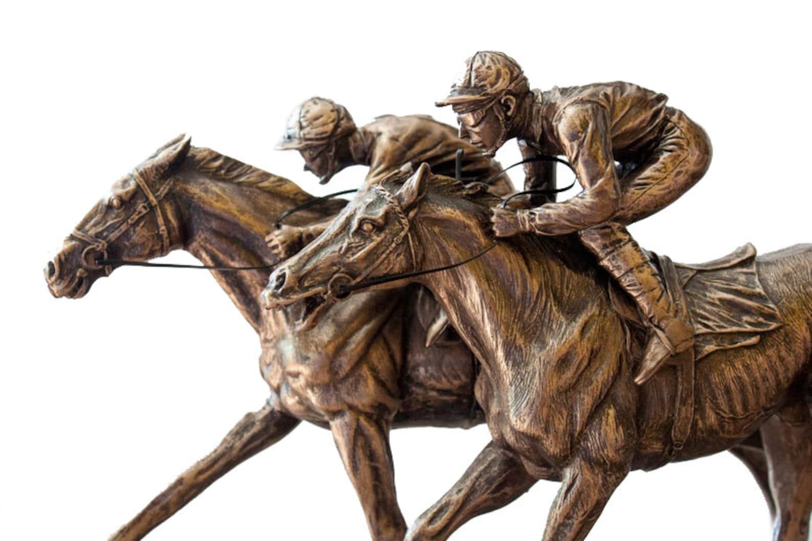 Two Jockeys Horse Racing Statue Jockeys Statue Figurine | Etsy