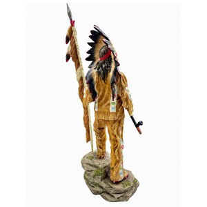 36 Inch Indian Chief Holding Feathered Spear and Peace Pipe Statue - Etsy