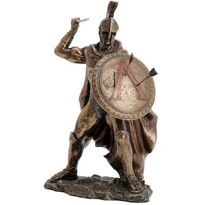Leonidas With Spear and Shield Statue, Greek God Leonidas - Etsy