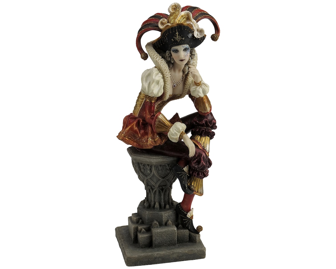 Female Court Jester Sitting on Column Figurine Statue Clown - Etsy