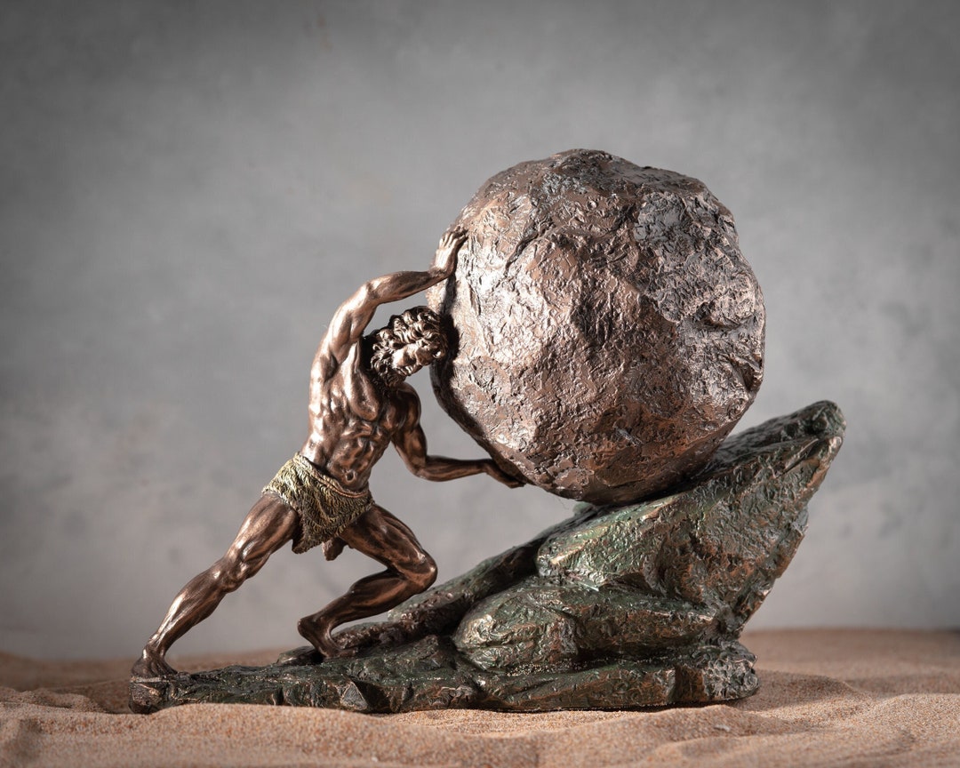 Sisyphus Figurine Statue, Sisyphus Who Pushes the Eternal Boulder ...