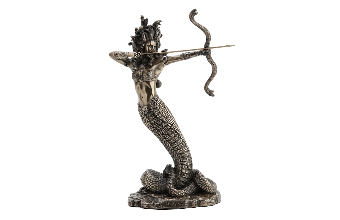 Greek Mythology Medusa Throwing Arrow Statue - Etsy