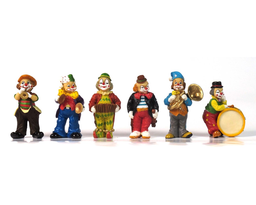 Miniature Clowns Orchestra Figurines, 6 Musician Clowns Sculpture, Fun ...